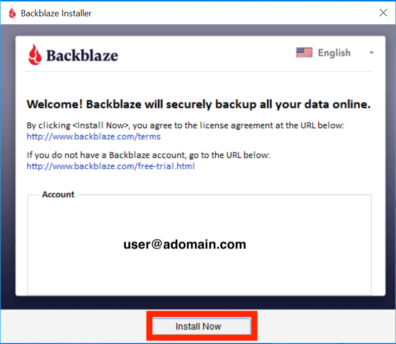 The Backblaze Installer Remembers Past Account Information (Win ...